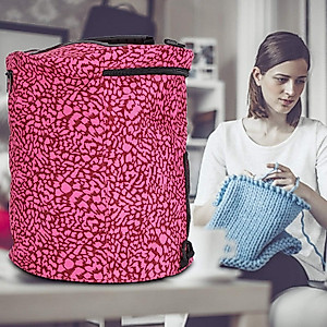 XHTLLO Crochet Bag, Cylindrical Knitting Bag Yarn Storage Organizer, Portable Yarn Organizer Crochet Bag with Detachable Carrying Strap, Crochet Supplies Gift
