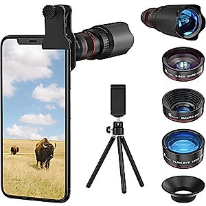 Phone Camera Lens Kit 7 in 1, Selvim 22X Telephoto Lens+235 Fisheye Lens+25X Macro Lens+0.62X Wide Angle Lens, Cell Phone Lens Kits Compatible with iPhone 12 11 10 8 7 6 6s Plus XS XR Samsung Android