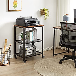 IBUYKE Industrial Printer Stand, 3-Tier Printer Cart for Storage, Printer Table with Storage Rack for Home or Office, Rustic Brown and Black GL-TMJ011H