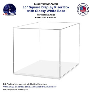 Marketing Holders Clear Acrylic Cube 10x10x10 with White Base Durable Plastic Box Collectible Items Cover Square Showcase Pedestal for Art