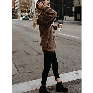 American Trends Oversized Sweatshirts for Women Athletic Womens Sherpa Hoodie Fluffy Women's Hoodies Pullover with Pockets Burgundy X-Large