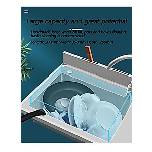 Free Standing Portable Utility Sink Commercial Restaurant Sink Stainless Steel Free-standing Kitchen Sink for Laundry Garage Camping 90x50x80cm/35.4x19.7x31.5in Left