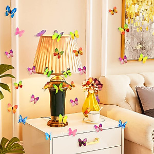 60pcs Butterfly Wall Decor, Plastic Fake Butterflies Wall Art Artware Decorations for Birthday Wedding Christmas Party Decorations, Cake Decorations, Removable Stickers