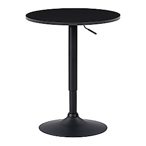 CorLiving Round Adjustable Swivel Black Metal Base Pedestal Dining Table