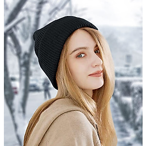 ZEXIAN 3 Pack Comfortable Breathable Soft Beanie Knit Slouchy Winter Skull Hats for Men and Women,Gifts for Christmas (Black& Grey& Navy Blue)