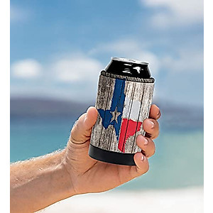 Mugzie Deluxe Can Cooler (Made in USA) - Premium Neoprene Wetsuit Material Beverage Can or Bottle Insulator for 16 OZ Soda Energy Drink Beer Cans - Texas Map