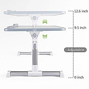 TIESAN Adjustable Laptop Table Laptop Bed Tray Table Portable Standing Bed Desk with Foldable Leg Notebook Standing Breakfast Reading Desk for Sofa Couch Floor (Medium-20.47'' x 11.8'')