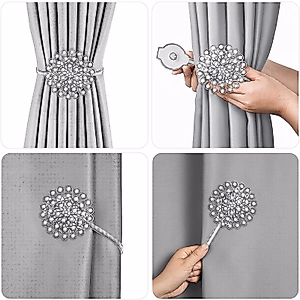 Magnetic Curtain Tiebacks, Flower Curtain Clips Buckle, Creative Diamond Curtain Bind 2 pcs, Suitable for Living Rooms, Bedrooms, Dining Rooms, Outdoors, Balconies, Offices