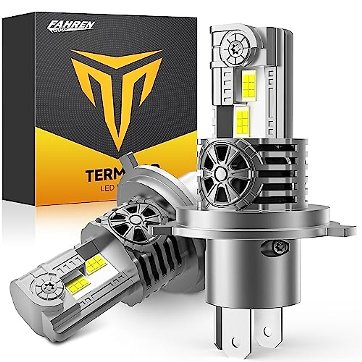 Fahren 2023 Upgraded H4/9003/HB2 LED Headlight Bulb, 30000LM 800% Ultra Brightness, 6500K Cool White, Wireless 1:1 Halogen Size, Hi/Lo Dual Beam, Plug and Play, Pack of 2