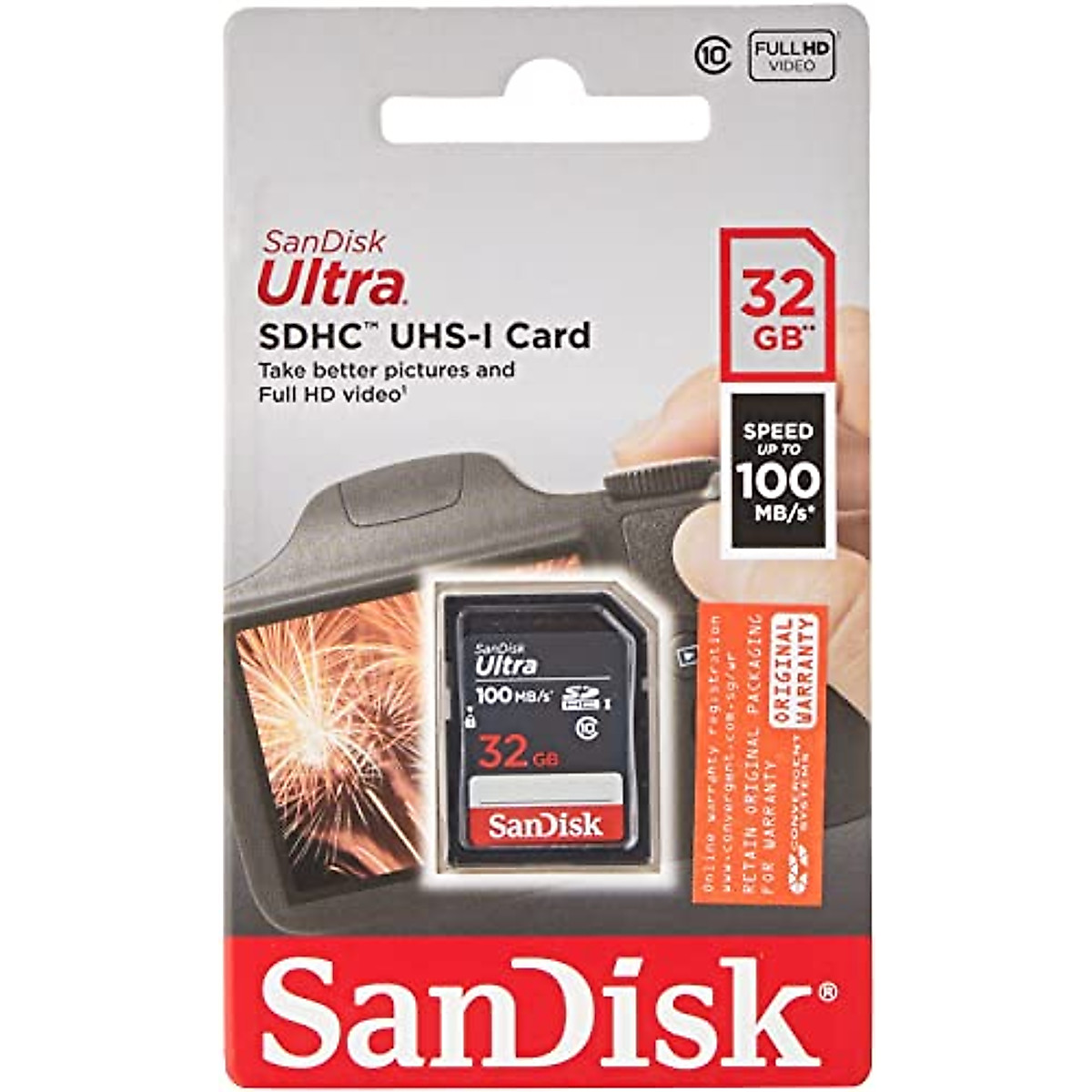 32GB Ultra 100MBs Sandisk SDHC Memory Card