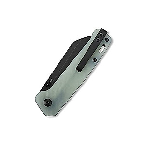 QSP Penguin Pocket Knife,D2 blade,Various Handle Option (Black stonewash finish blade, Jade G10 handle)