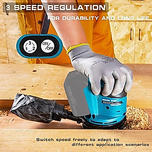 IRONFIST Random Orbit Sander 5inch 21V Lithium Battery 3 Speed Setting with Dust Bag 20pcs sandpapers and 3pcs Polishing Sponges