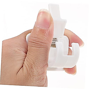 DOITOOL 32 Pcs Curtain Rod Hanger Adjustable Drop Hitch No Nail Curtain Rod Nail Free Adjustable Curtain Rod Holder No Drill Curtain Rod Brackets Shower Curtain Rod Abs White No Nails