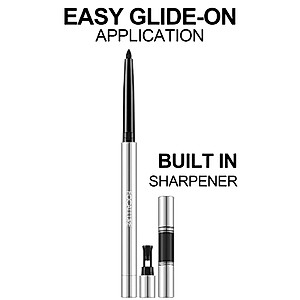 FOCALLURE Eyeliner Pencil with Built-in Sharpener,Waterproof,Smudge Proof,Gel Eye Liner Makeup Pen,Retractable,Long Lasting All Day Wear,Black