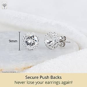 MAX + STONE Sterling Silver Crystal Halo Turquoise Stud Earrings