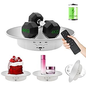 ZLMONDEE Motorized Rotating Display Stand, Mirror Covered 360 Degree Turntable Display Stand for Photography Products and Shows, Max Load 18Lb/ 7.87 inch Video Show, Battery/USB Power Supply (Remote