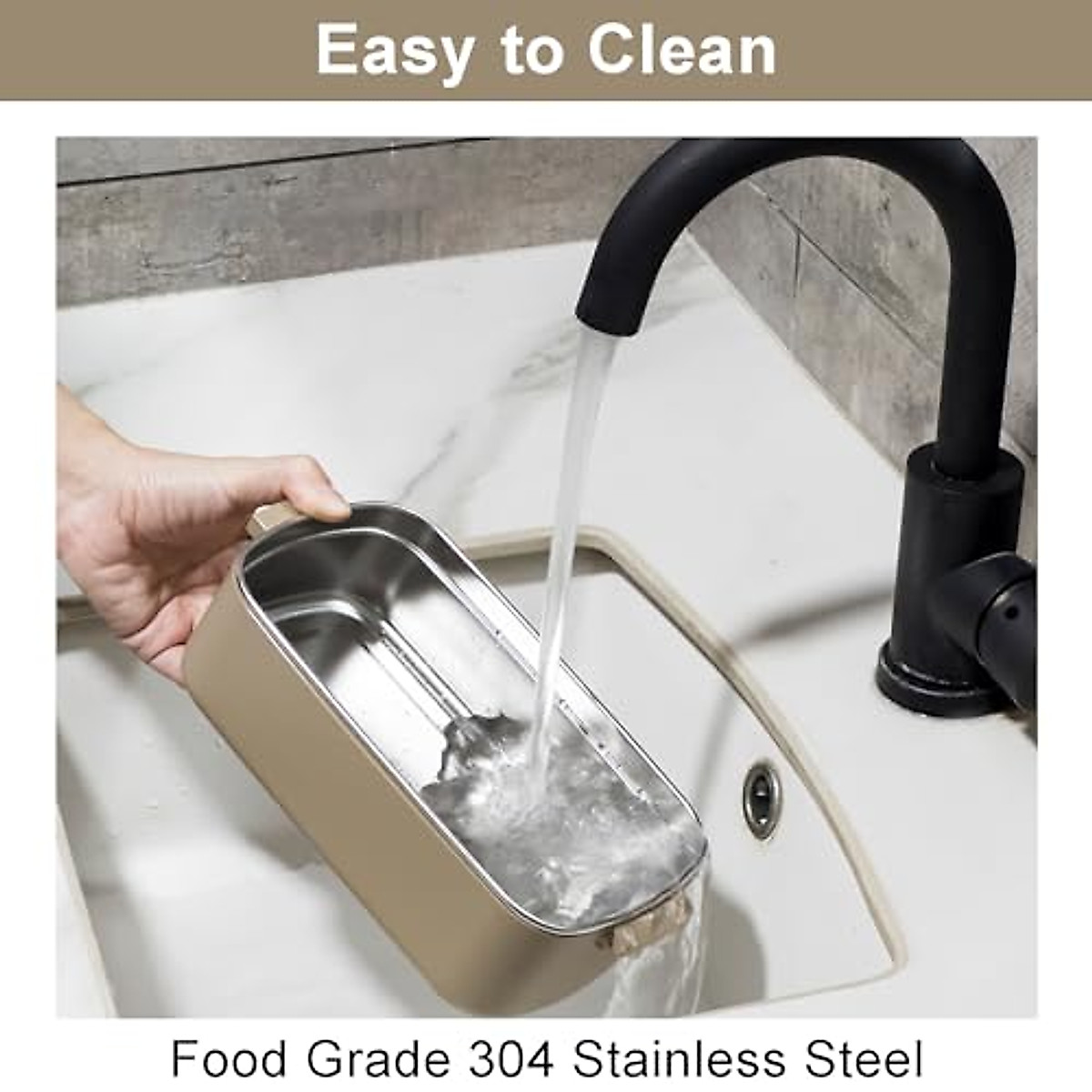 Lille Home Stainless Steel Bento Lunch Box for Adults, 34oz Portable Food Container with Lunch Bag and Utensils, Ideal for Meal Prep and On-the-Go (Brown)