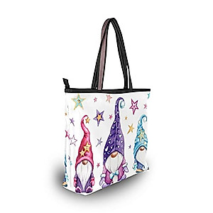 Magic Gnomes with Stars Handbags for Women Tote Bag Large Capacity Top Handle Shopper Shoulder Bag