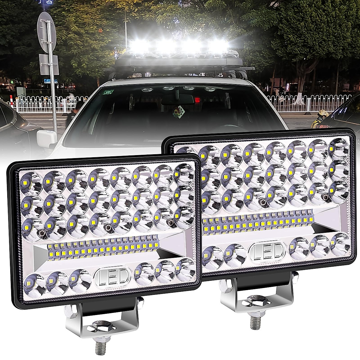 Ygmylandbb LED Work Light, 5 Inch Heavy Equipment LED Pods Lights, 12V-24V Waterproof Driving Working Fog Lights for Trucks ATV UTV 4x4 SUV (Pack of 2)