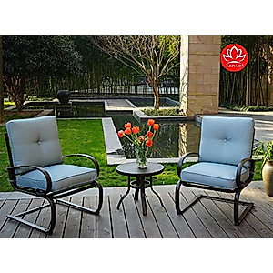 Kozyard Susan 3 PCs Patio Bistro Set Outdoor Furniture for Patio, Garden, and Yard with Cushioned Seats(Blue)
