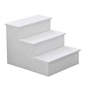 KB Designs - 3 Step Wood Step Stool for Adults or Kids, Dog Stairs, White