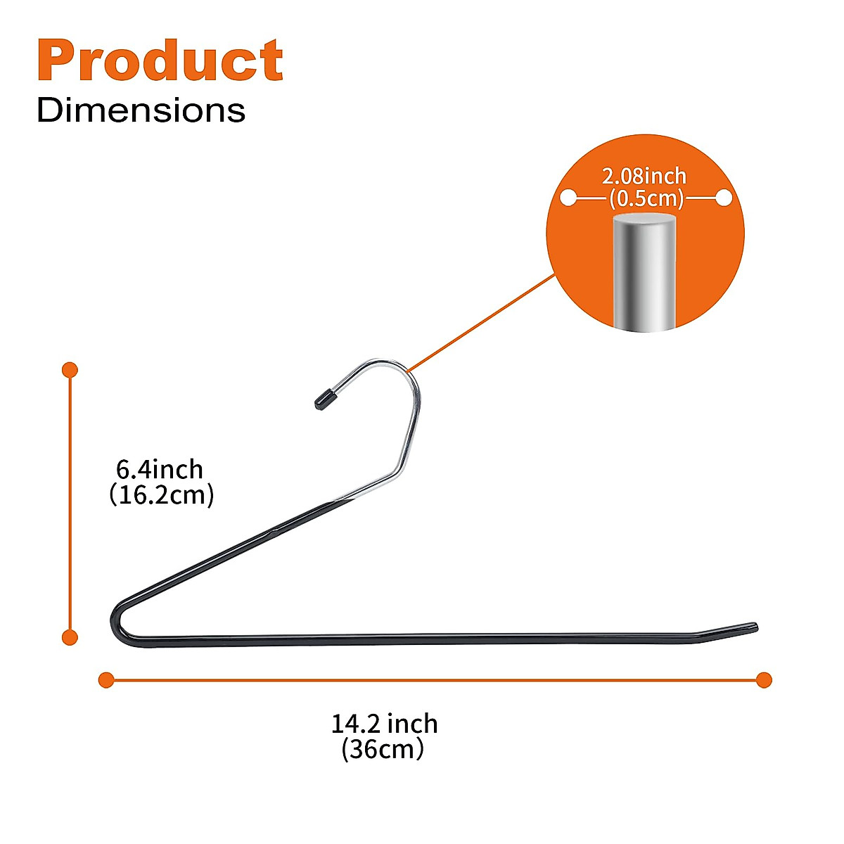 Fixwal Pants Hangers, 40 Pack, Black, 14 x 6.7 Inches, Anti-Rust Chrome Metal Pant Hangers, Non Slip Rubber Coating, Open Ended Design, Closet Storage Organizer