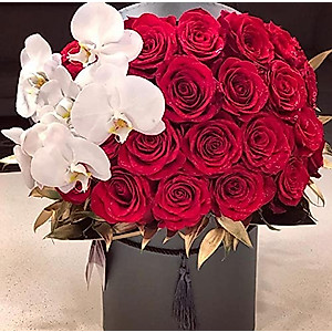 UNIKPACKAGING Premium Quality Round Flower Box, with Tassel, Gift Boxes for Luxury Flower and Gift Arrangements, Set of 3 pcs (Black)