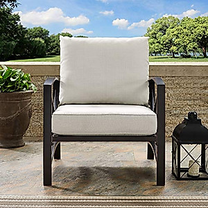 Crosley Furniture KO60007BZ-OL Kaplan Outdoor Metal Arm Chair, Oiled Bronze with Oatmeal Cushions