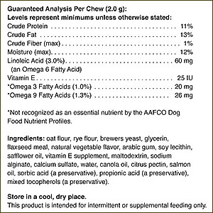 Pet Naturals Skin and Coat for Dogs with Dry, Itchy and Irritated Skin, 30 Chews - Salmon Oil, Vitamin E and Flax Oil - No Corn or Wheat - Vet Recommended