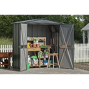 Scotts 6' x 3' x 6' Garden Storage Cabinet, Compact Outdoor Lockable Metal Shed Kit for Backyard, Patio, and Lawn
