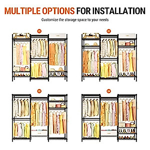 ACMETOP Portable Wardrobe Closet, 86 Inch Heavy Duty Clothes Rack for Hanging Clothes Free Standing Closet with 4 Hang Rods, 8 Shelves, 1 Storage Box & 2 Adjustable Side Hooks, Max Load 800LBS