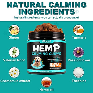 Calming Chews For Dogs - 110 Chews Hemp Dog Treats For Calming with Anxiety and Stress, Helps Dog Anxiety, Separation, Barking, Stress Relief, Sleep Calming Aid All Ages,Breeds&Size (CHICKEN Flavor)