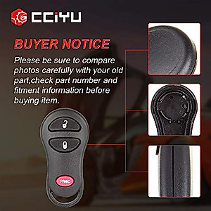 cciyu Replacement Keyless Entry Remote Car Key Fob Clicker Transmitter Alarm 2 X 3 Buttons Replacement for Chrysle/for D odge/Plymouth GQ43VT17T