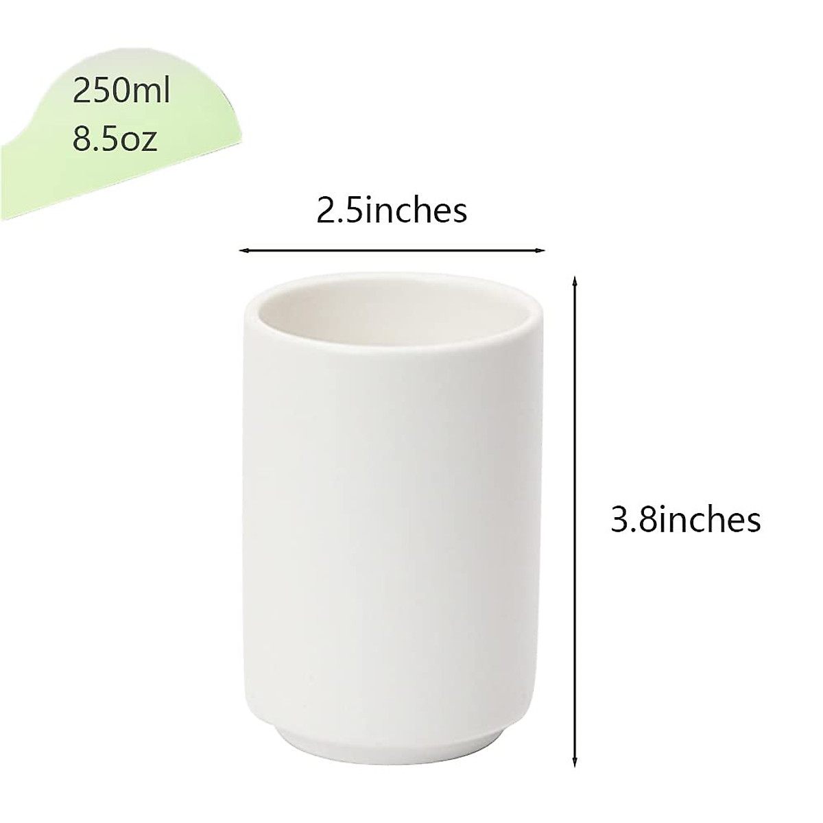 Khanjuan Japanese Ceramic Tea Cups, Handleless Ceramic Mugs, Simple Coffee Mugs, Solid Color Matte Glazed Ceramic Tea Cups, Ceramic Cups for Couples (White)