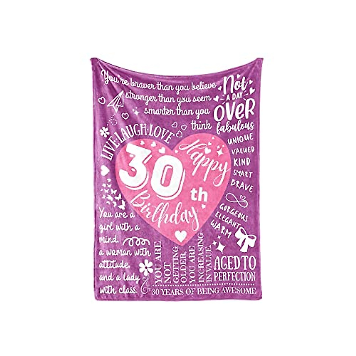 InnoBeta 30th Birthday Gifts for Her Flannel Throw Blanket for Women, Female, Wife, Girlfriends, Ideal for Teacher, Cowoker (50"x 65") - Heart