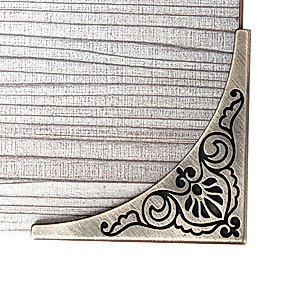 Metal Corner Protector, 4 Pcs Antique Edge Safety Guard Cabinet Furniture Corner Bumpers,Table Corner Protectors,Cover Damaged Corners on Coffee Table (Bronze)