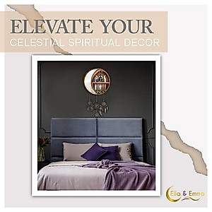 Ella & Emma Moon Shelf - Alluring Dream Catcher Pine Wood Moon Shelf - Fully Assembled Shelves for Wall Decor - Holder for Crystals, Oils, and Moon Stones - Aesthetic Shelves Unique Decor for Walls