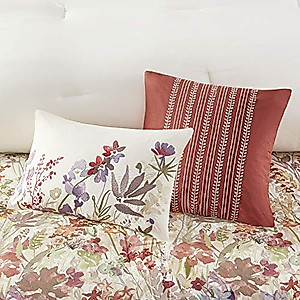 Madison Park 100% Cotton Comforter Set - Feminine Design Colorful Floral Print, All Season Down Alternative Bedding Layer and Matching Shams, King (104 in x 92 in), Mariana, Multi 7 Piece