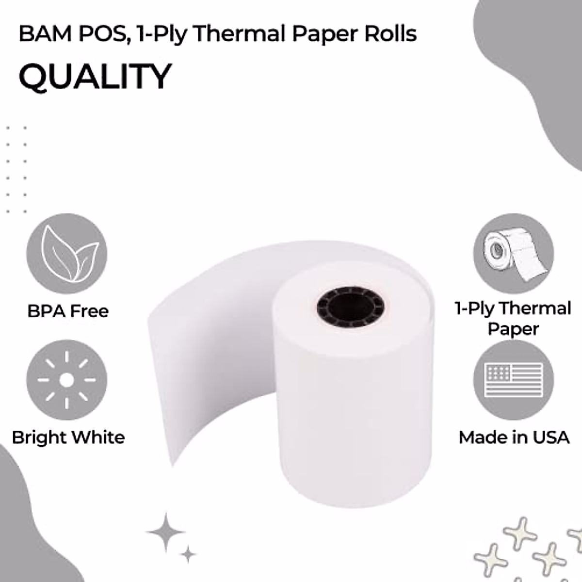 BAM POS, 2-1/4 x 50' 1-Ply Thermal Paper 50 Rolls for The Ingenico ICT ...