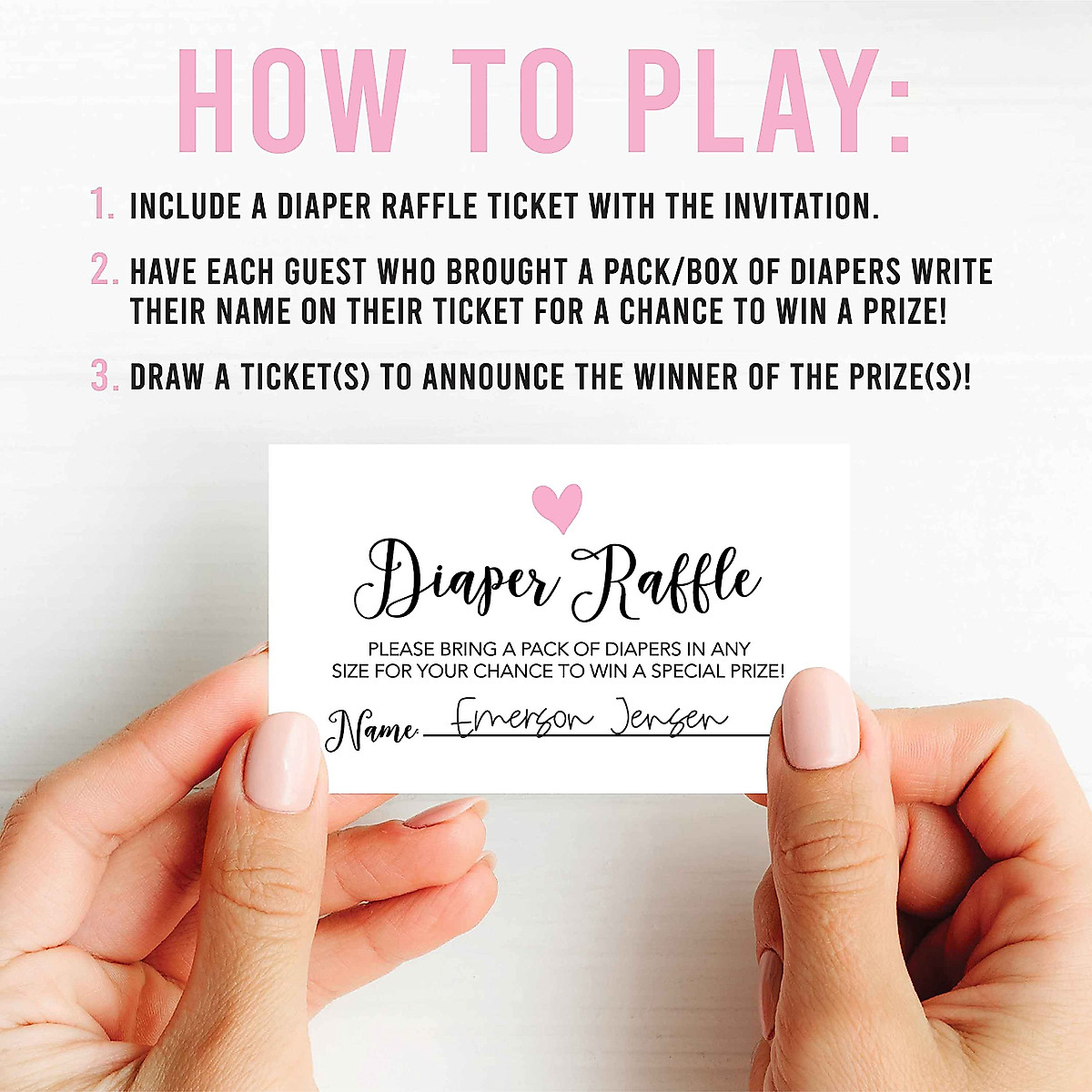 25 Baby Shower Diaper Raffle Tickets For Baby Shower Girl - Pink Baby Shower Games For Girls, Diaper Raffle Cards, Baby Raffle Tickets, Baby Shower Invitation Inserts, Baby Shower Ideas
