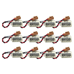 EVA(12-Pack) CR14250SE 3V 1800mAh Lithium Battery Replacement for Sanyo FDK 1/2AA PLC Battery 1747-BA Backup Power Supply with Brown Plug