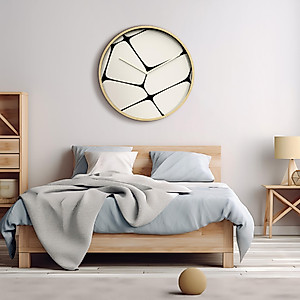 SIGNLEADER 24 Inches Round Wooden Wall Clock Silent Battery Operated, Home Decorative Large Wall Clock, Black & White Pebble Tile Clock Wall Art Decor for Living Room Kitchen Bedroom Office Classroom