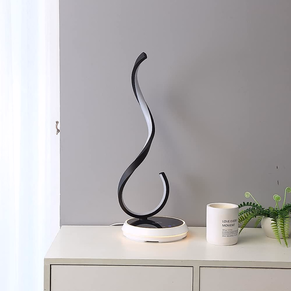 EIDEARAY Bedside Table LED Night Light with Wireless Charger and Bluetooth Speaker, Touch Control Stepless Dimmable Spiral Table Lamps for Bedroom,Great Birthday for Girlfriend, Women, Mom, Men