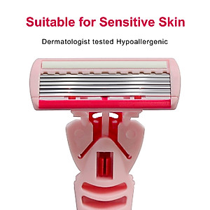 Tenive Razors for Women 6 Blades Trimmer Shaving Set Includes 2 Handles &19 Refills