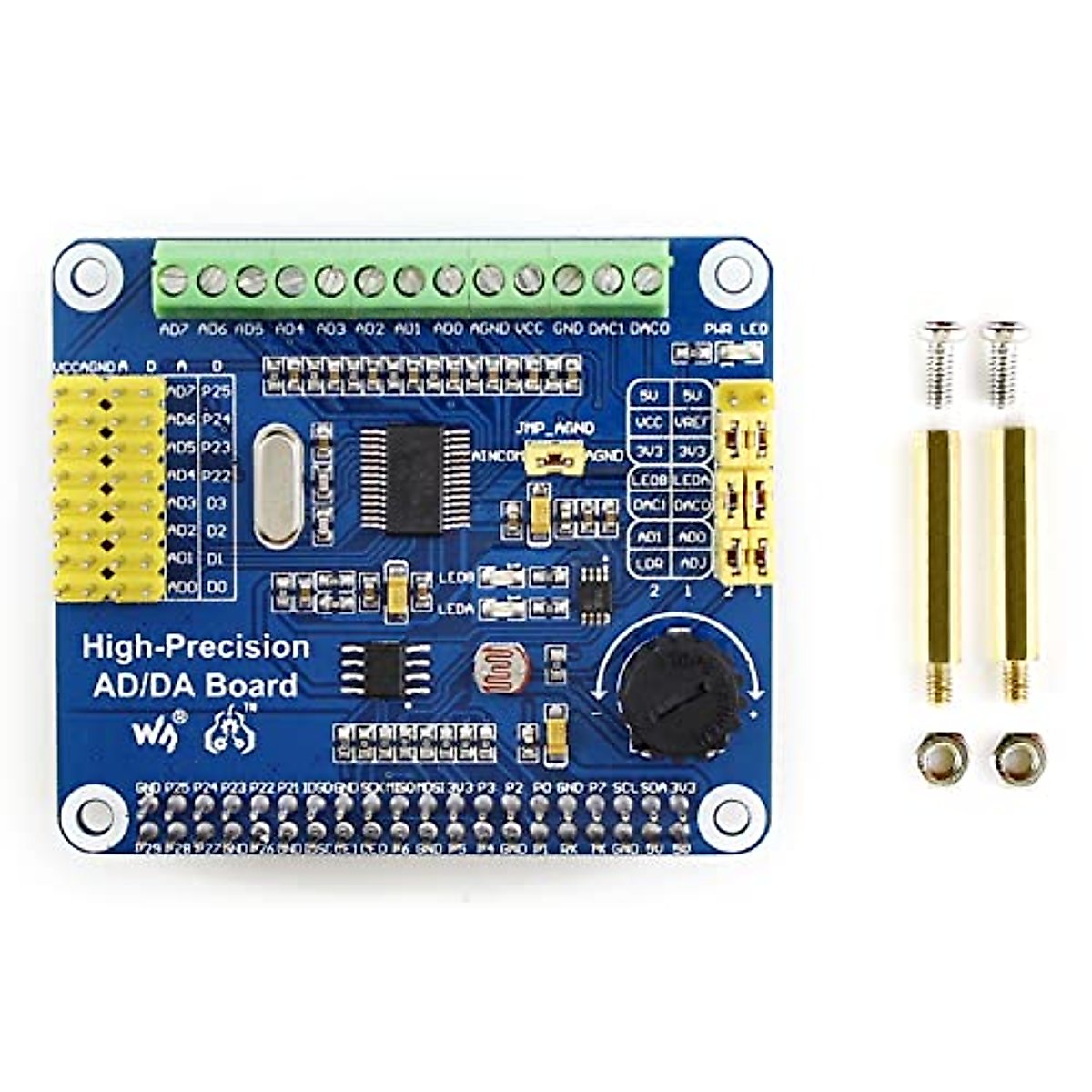 Waveshare High-Precision AD/DA Expansion Board for Raspberry Pi Series Boards/Jetson Nano Development