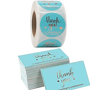 600 Pcs Thank You Stickers and Cards Set, 1.5 Inch Waterproof Thank You Stickers Small Business Supplies for Packaging Envelopes,DIY Decoration,Variety Business, Gift Bags,Retail Shop