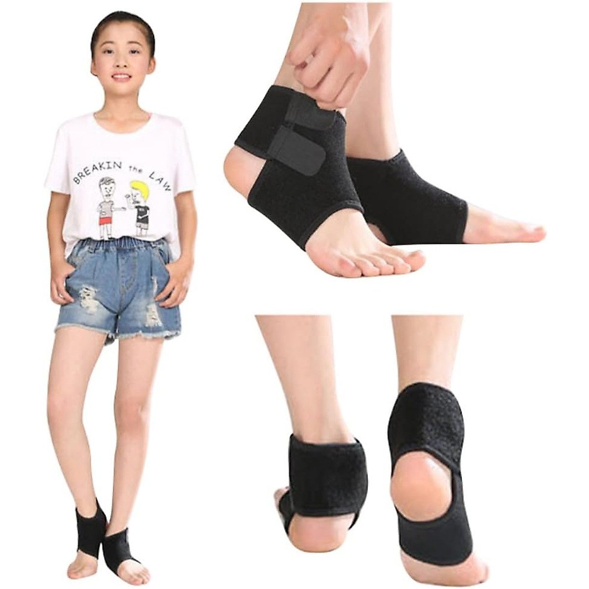 Sport Unisex Child Ankle Brace, Fitness Adjustable Breathable Non Slip Sleeve Double Hook Loop Compression Ankle Support Wraps for Sport, Ankle Sprain, Injury Recovery