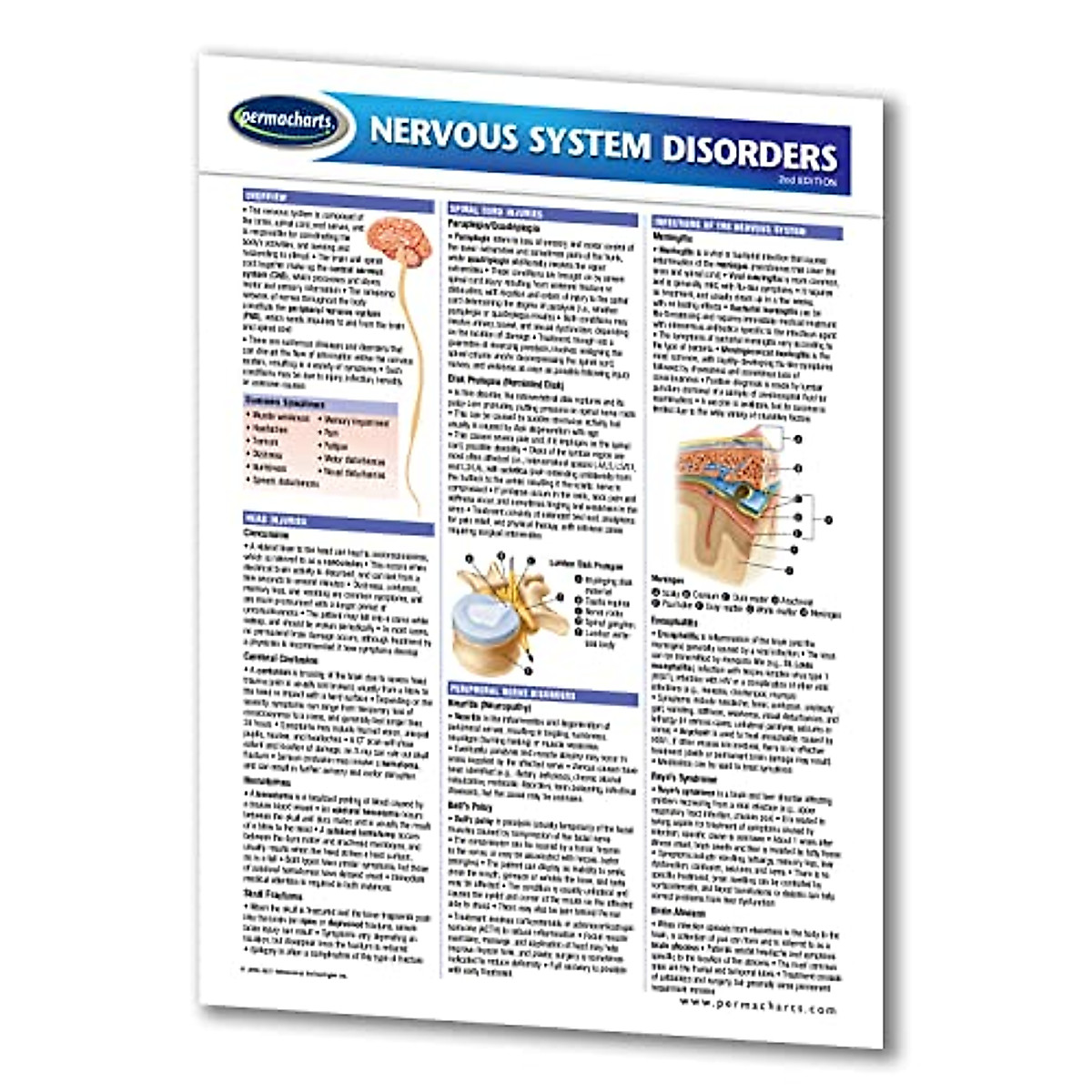 Nervous System Disorders Guide - Medical Quick Reference Guide by Permacharts
