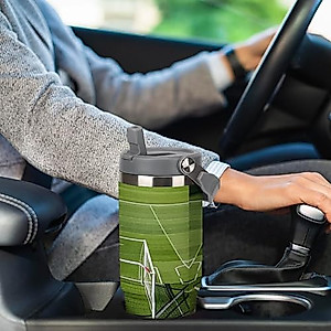 WITHSBKK 30oz Car Cup Football Goal Post Sports Area Printed with Portable, Stainless Steel Travel Mug, Vacuum Insulated Tumbler And Straw, Leakproof for Car & Outdoor, UV Printed Design