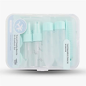InfantLY Bright 11 Pcs/Set Travel Bottles Kit, 1-2oz TSA Approved Bottle Containers Leak Proof Silicone Squeezable Toiletry Set, Clear PET Flight Size Cosmetic for Shampoo Lotion